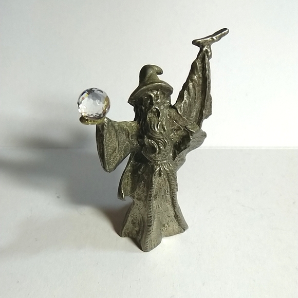 Games | Dnd Vintage Pewter Wizard With Crystal 25 Inch Unsigned Moon ...